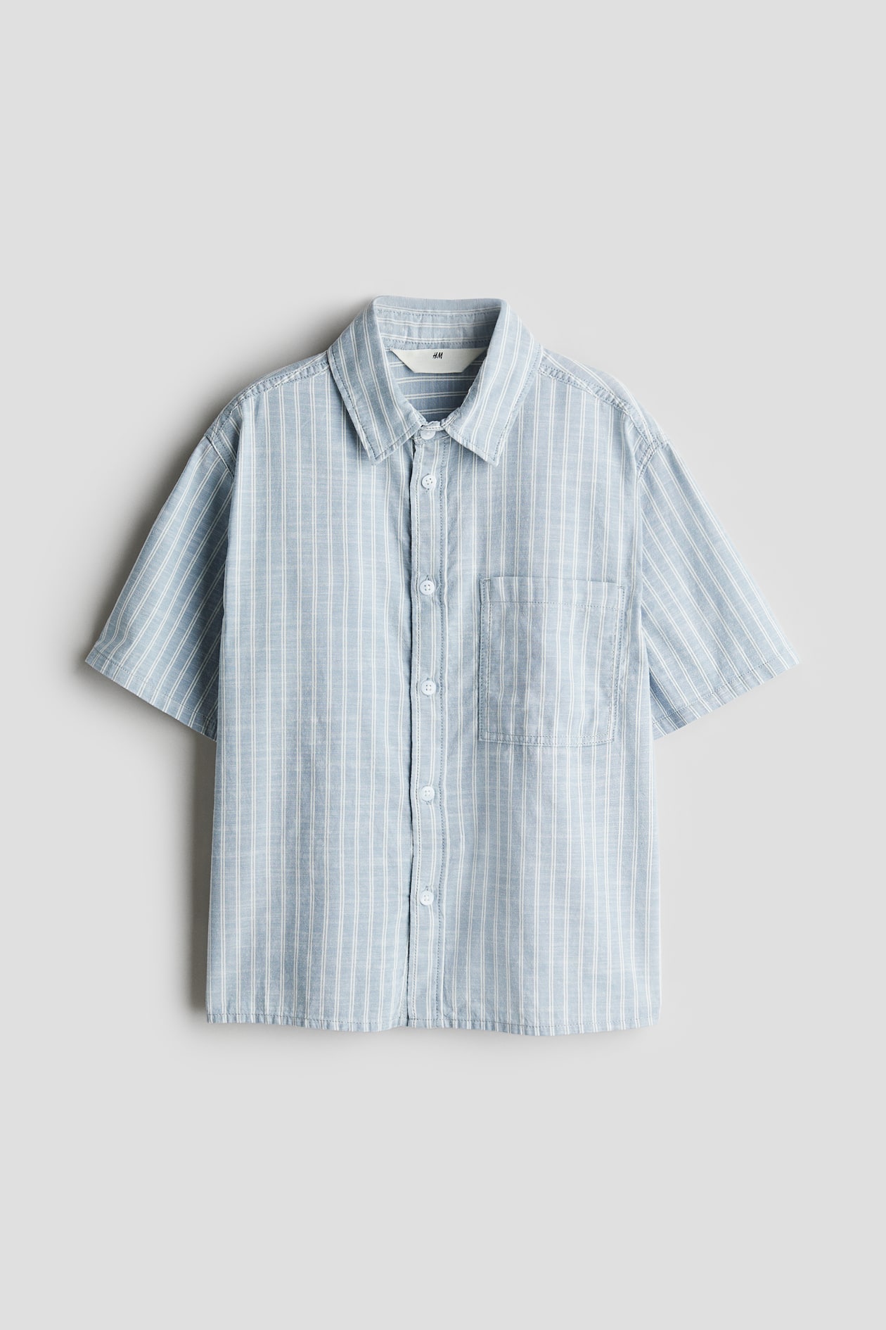 Baumwollhemd mit Kurzarm - Hellblau/Gestreift - Kids | H&M DE