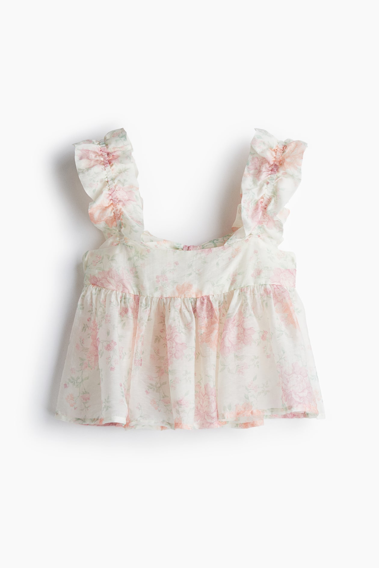 Women's White/Floral Ruched peplum vest top | H&M GB