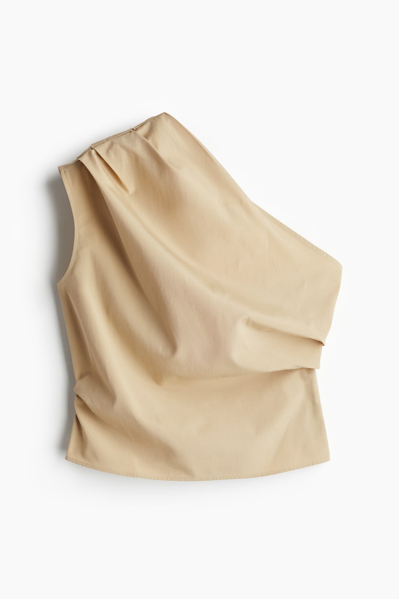 Women's Light beige Draped One-shoulder Top | H&M US