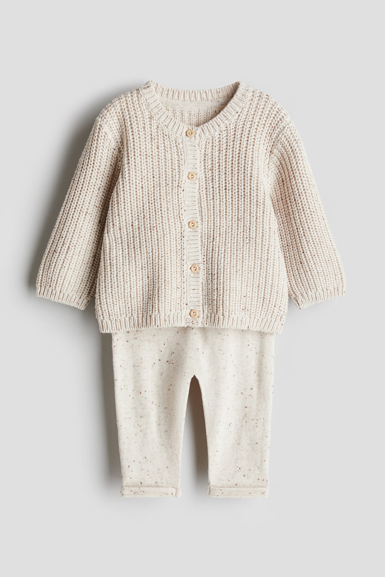Ensemble 2 pièces en tricot de coton - Beige clair - ENFANT | H&M CA