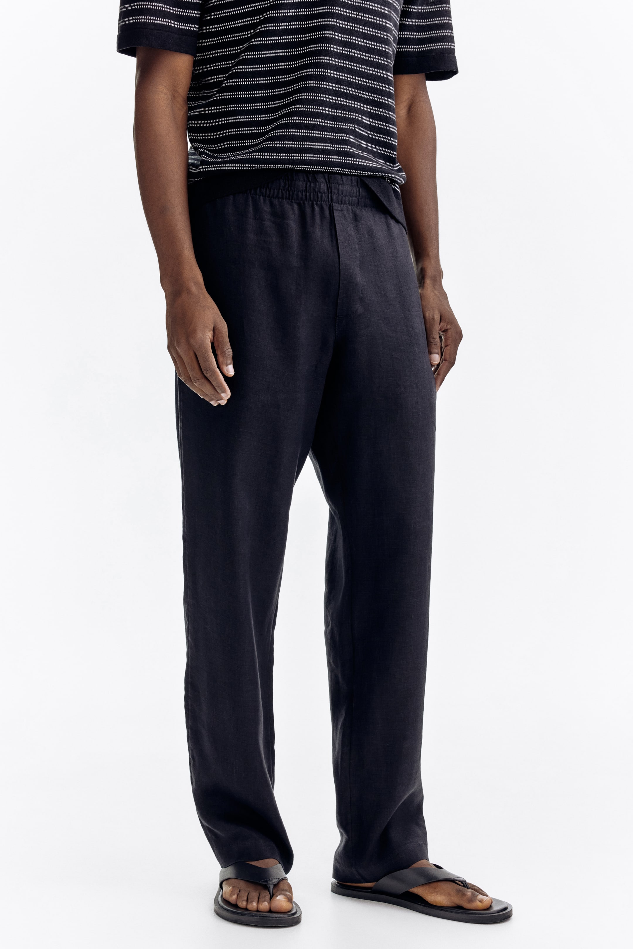 Men’s Black Regular-Fit Linen Pants | H&M PH