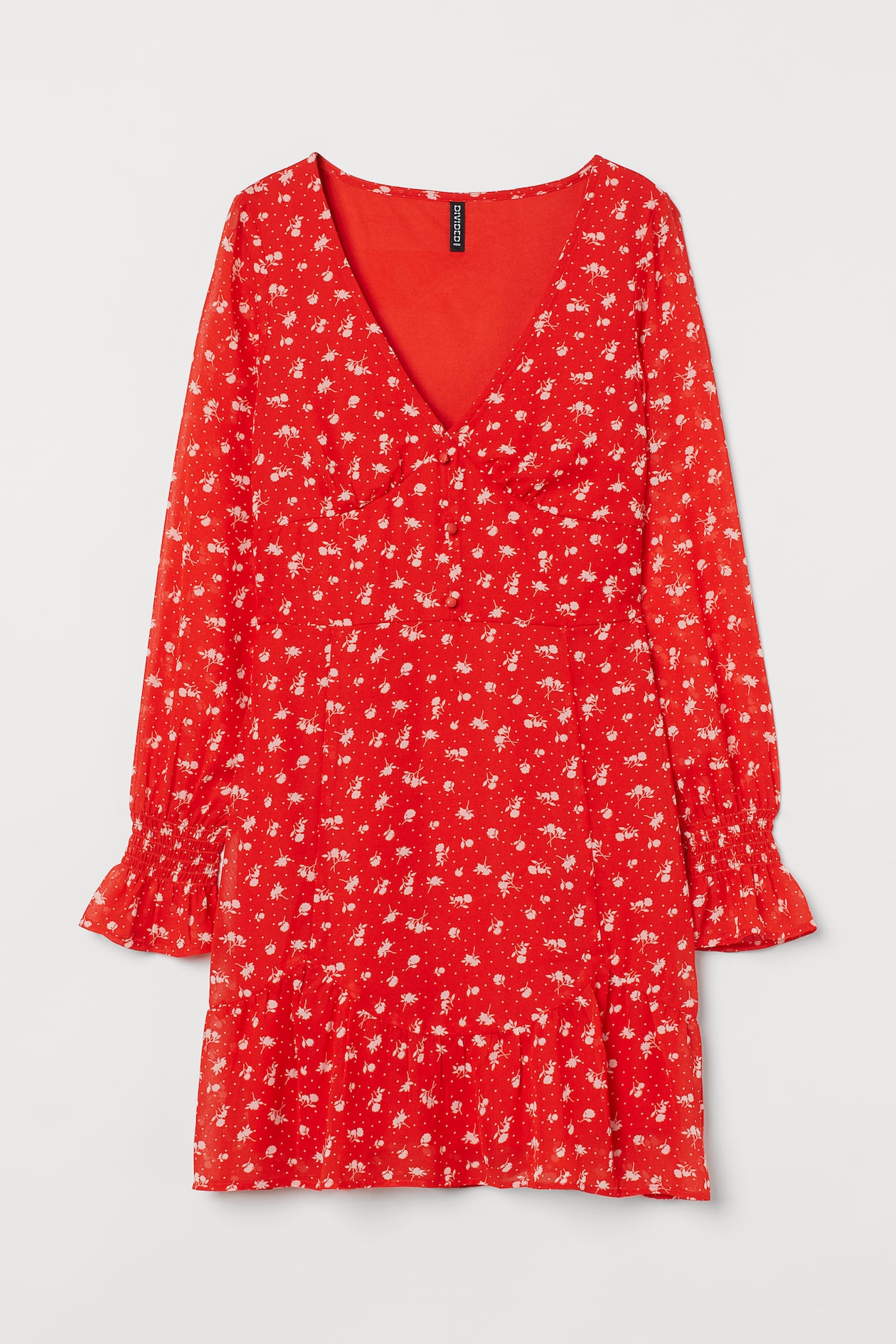 Chiffonkleid mit Plumetis - Rot/Geblümt - Ladies | H&M DE