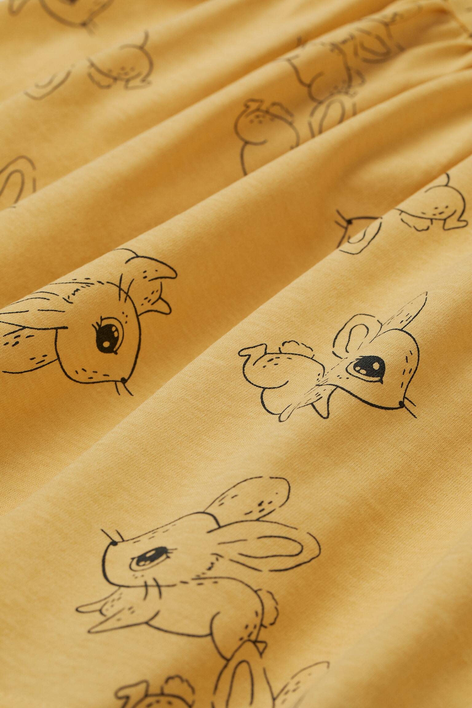 Patterned Jersey Dress - Yellow/rabbits - Kids | H&M US