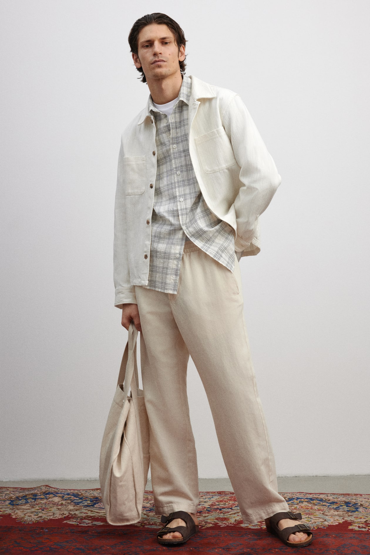 Regular-Fit Textured Overshirt - Cream - Men | H&M US