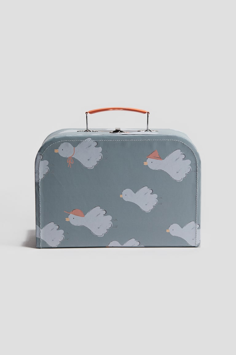Cardboard Suitcase - Dusty turquoise/birds - Kids | H&M US