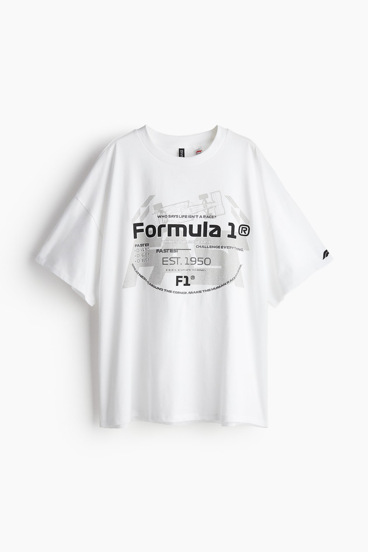 Women's White/Formula 1 Oversized Printed T-shirt | H&M US