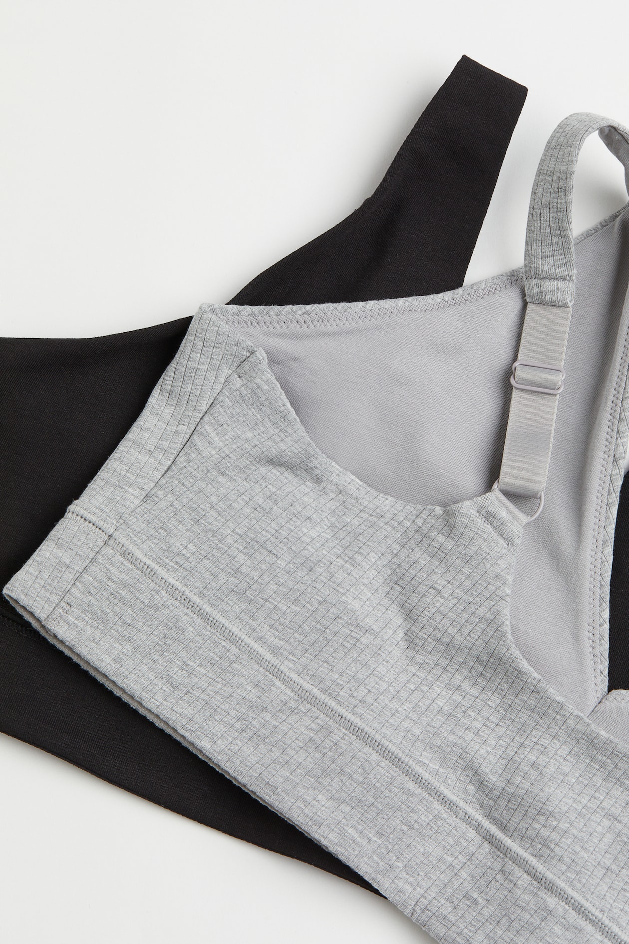 2-pack non-padded jersey bra tops - Light grey marl/Black - Ladies | H&M GB