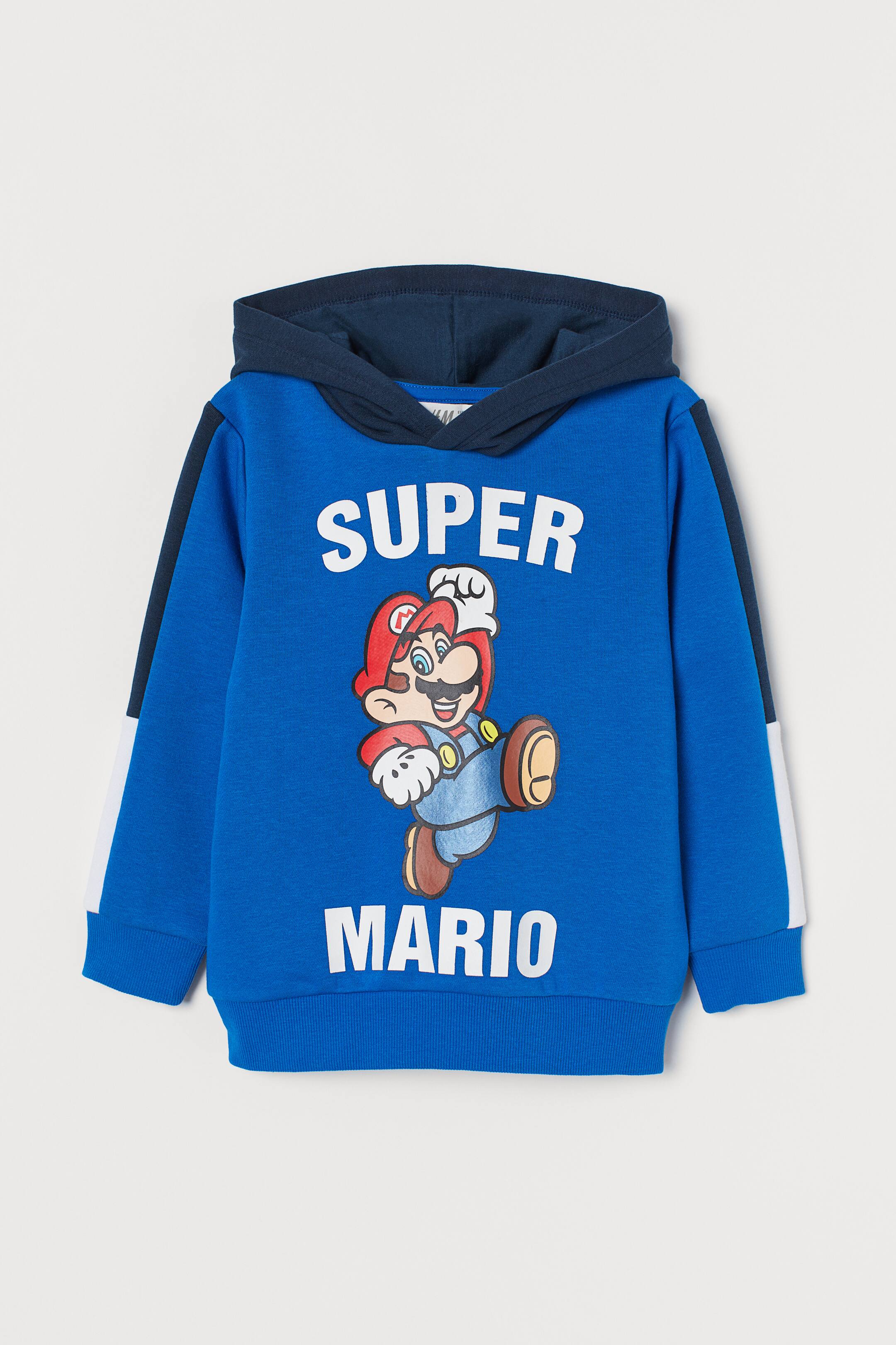 Hoodie mit Druck - Blau/Super Mario - Kids | H&M DE