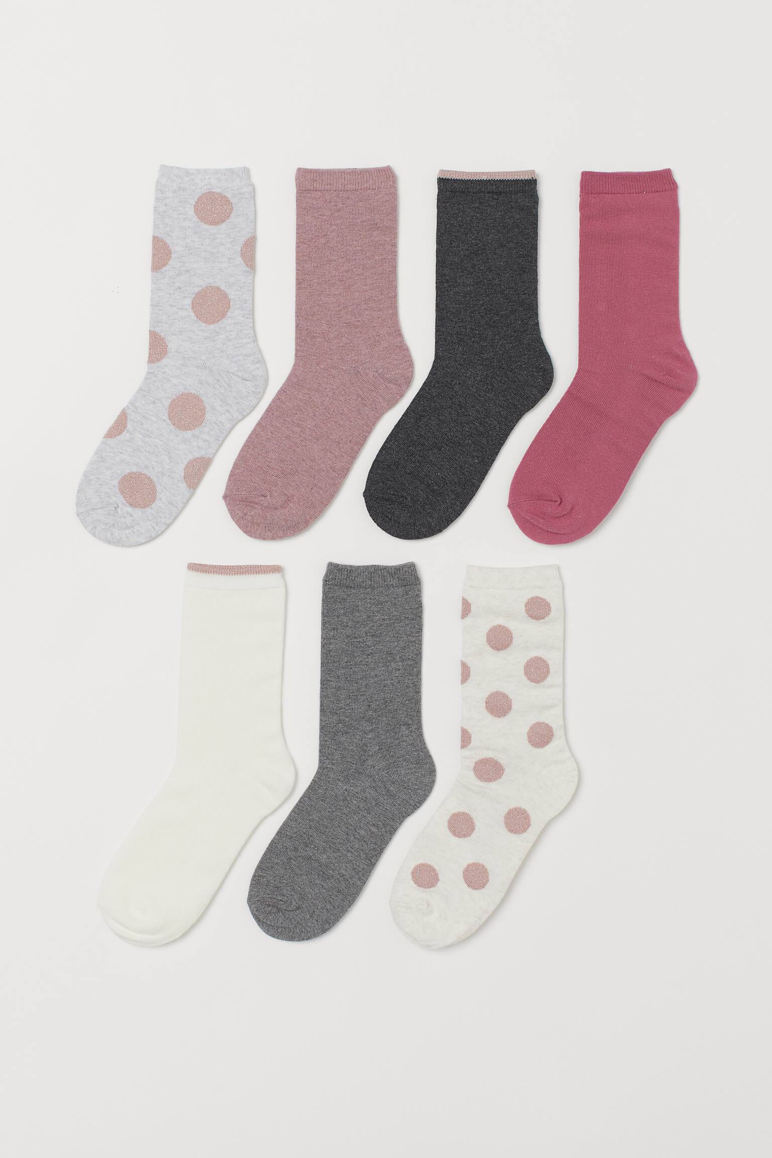 7-pack Socks - Light gray melange/dotted - Ladies | H&M US