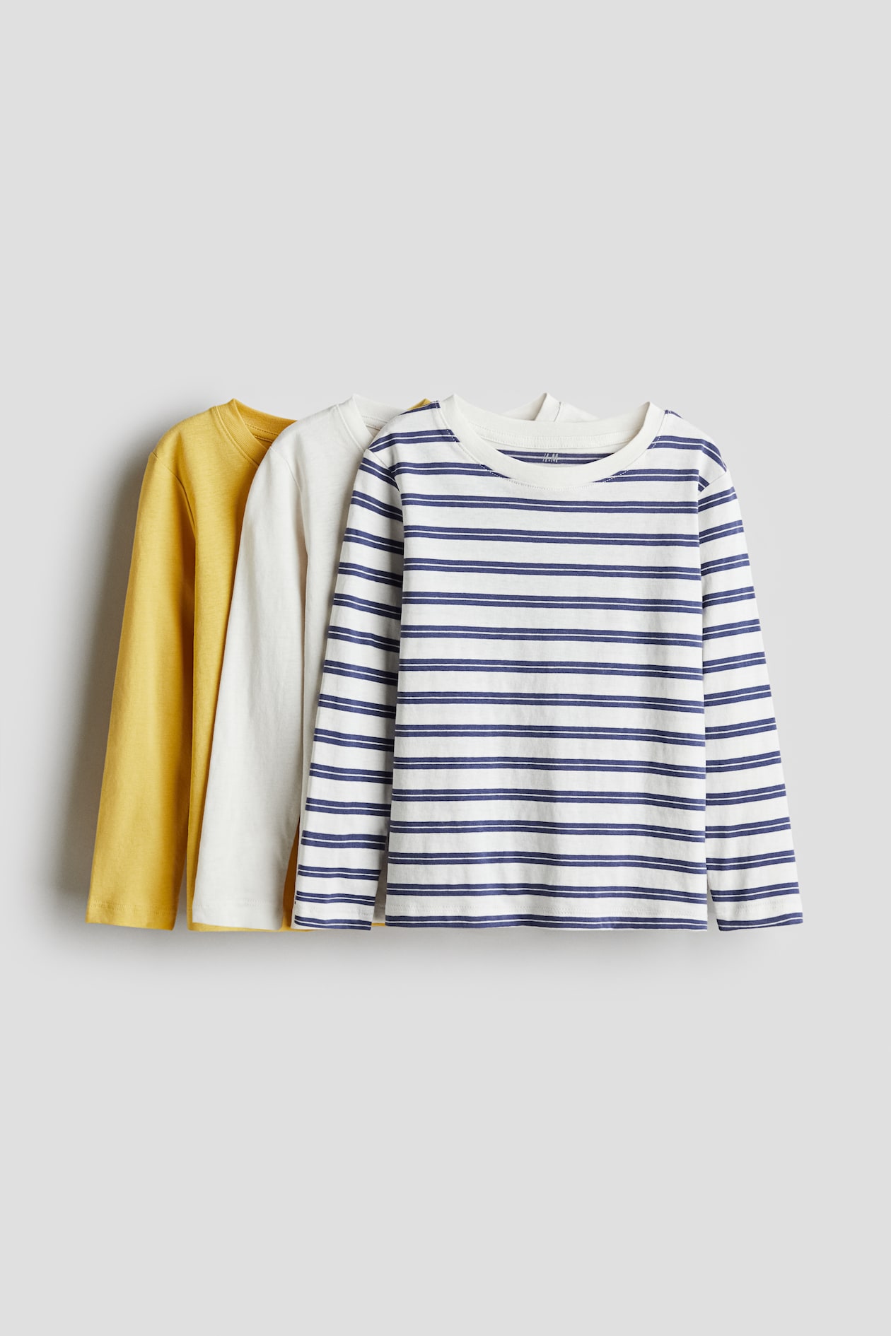 Lot de 3 T-shirts à manches longues - Jaune/rayures blanches - ENFANT ...
