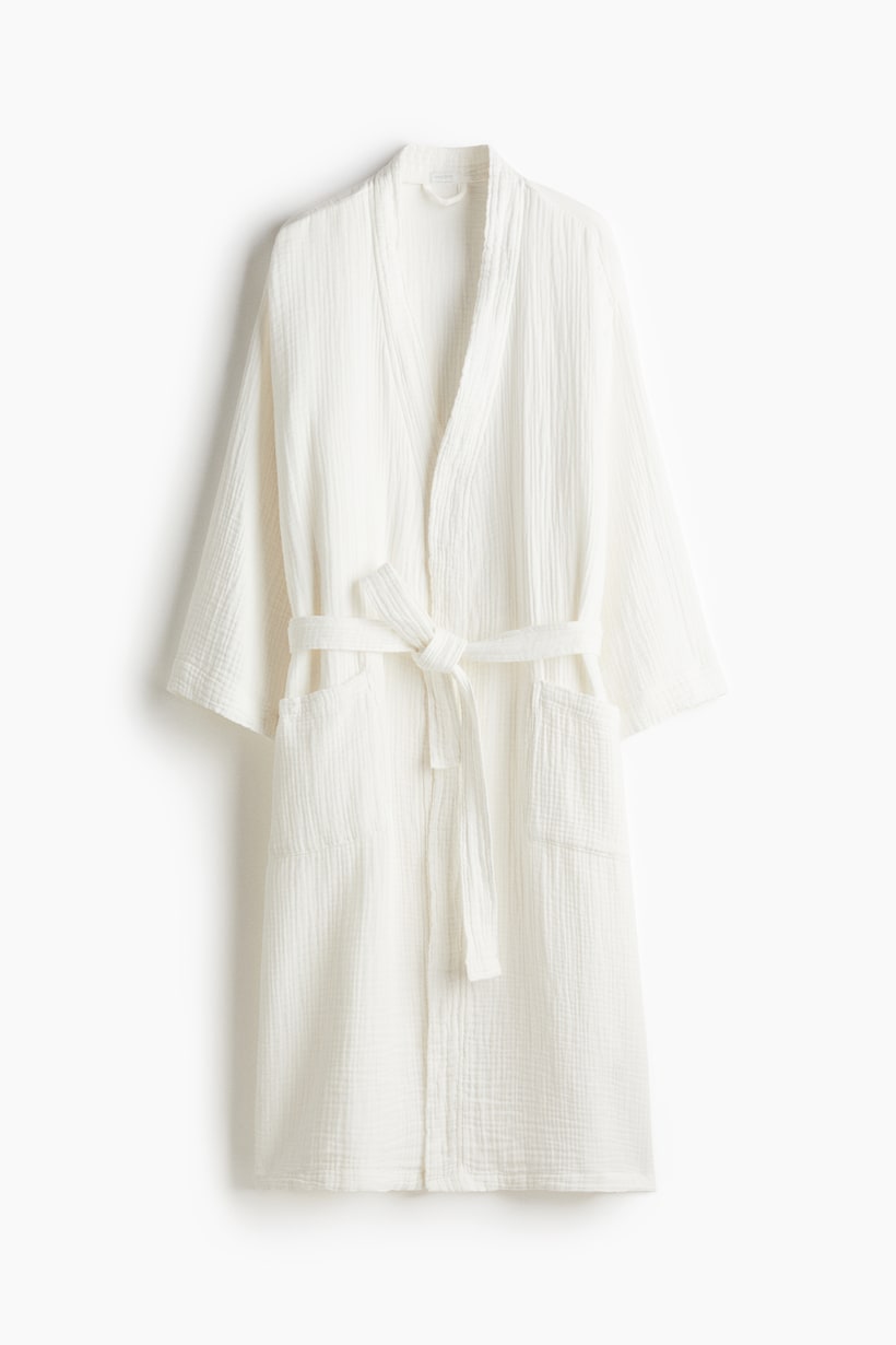 Muslin Bathrobe - White - Home All | H&M US