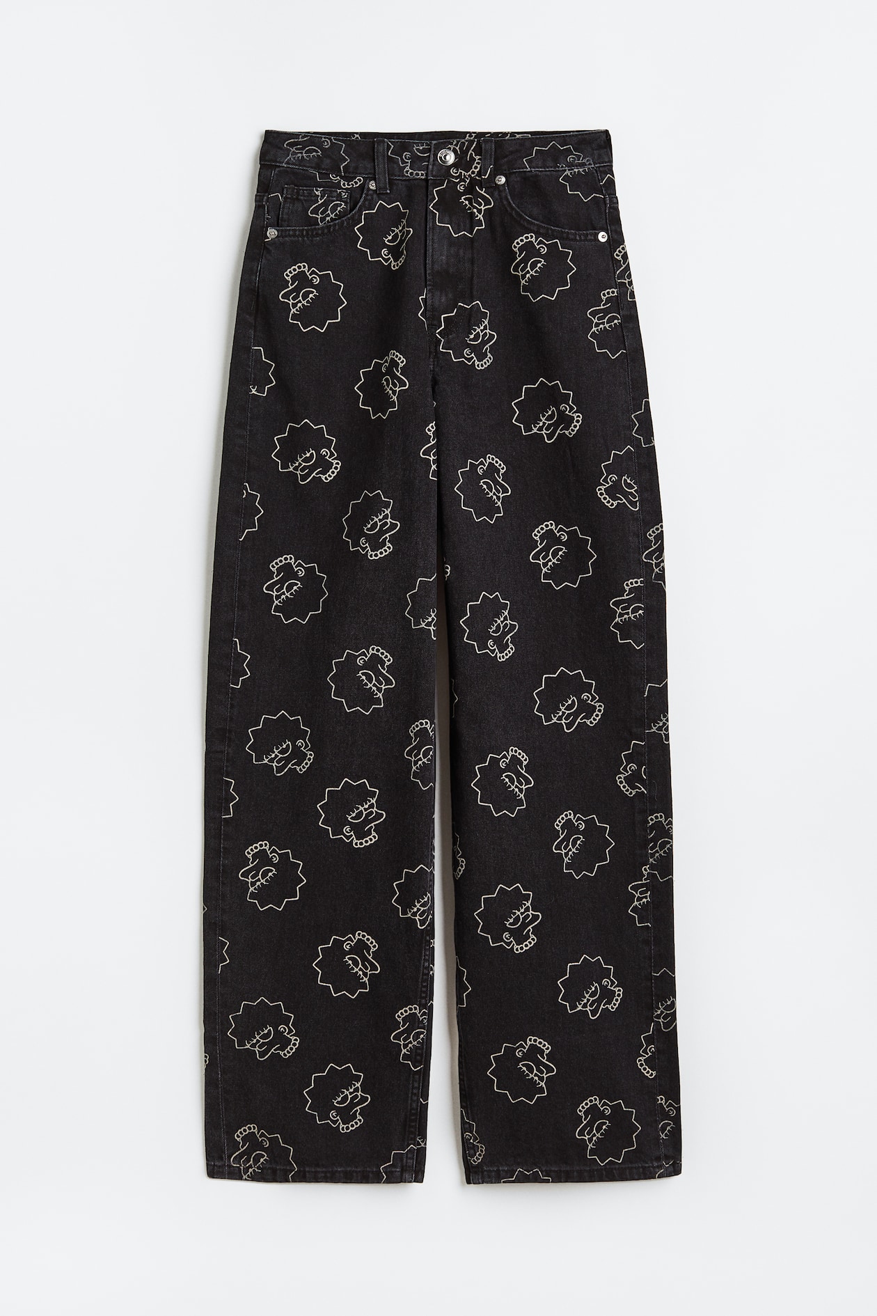 Women's Black/The Simpsons Wide Regular Jeans | H&M GB
