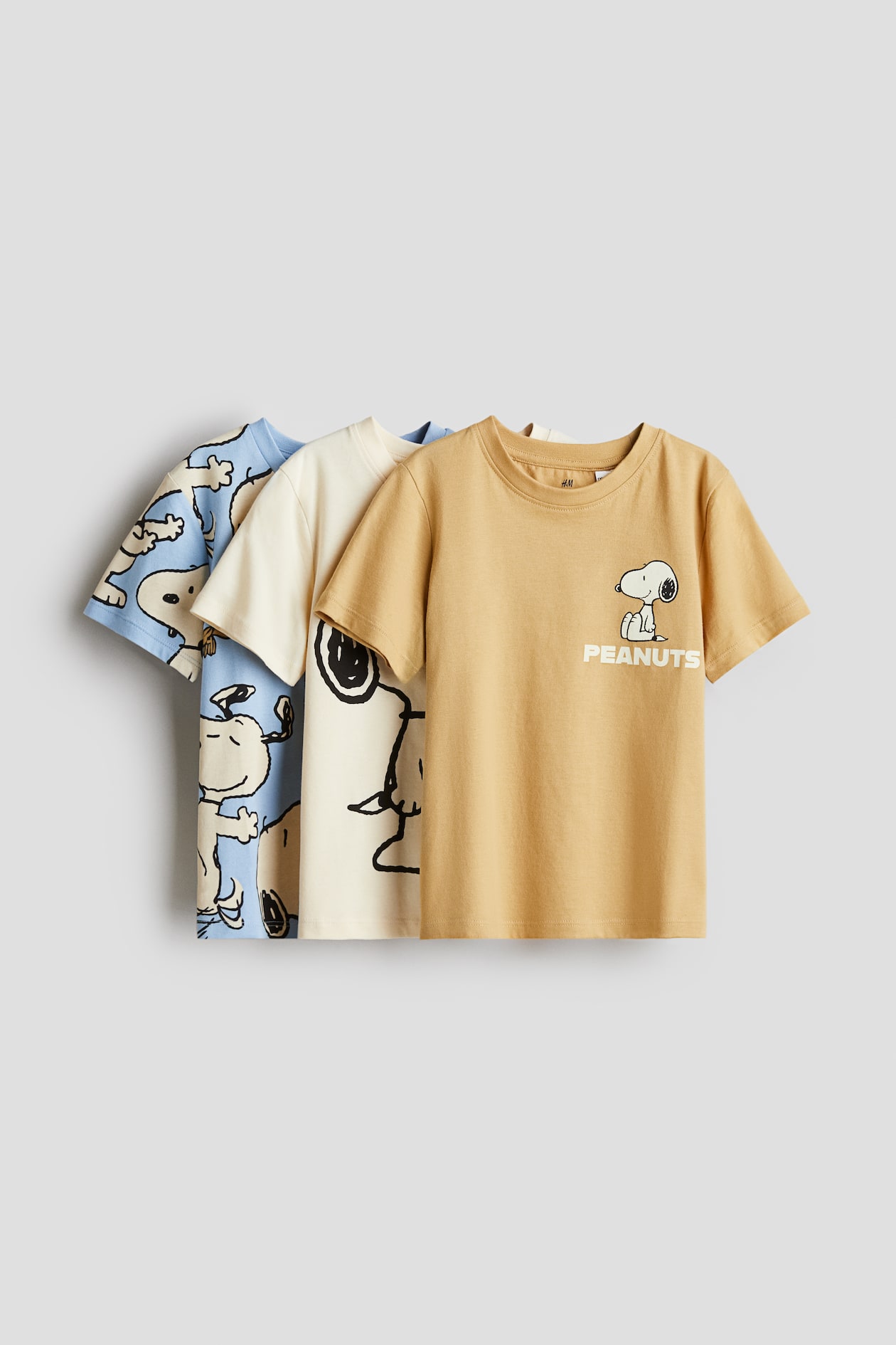 Dusty yellow/Snoopy 3-pack Printed T-shirts for kids | H&M US