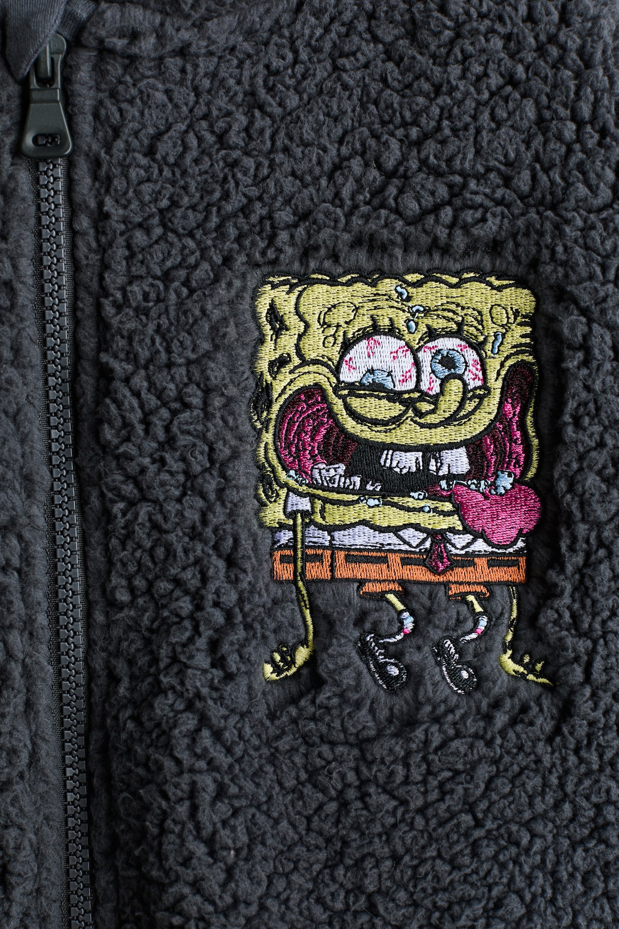 Dark gray/SpongeBob Hooded Teddy Fleece Jacket for kids | H&M CA
