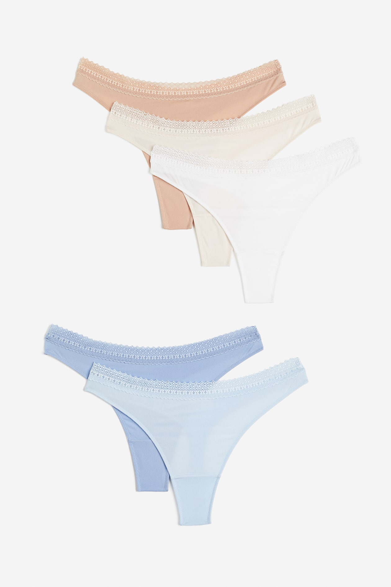 5-pack Cotton G-strings - Light blue/Beige/White - Ladies | H&M AU