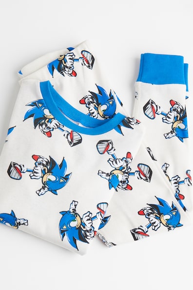 Snug Fit Jersey Pajamas - White/Sonic the Hedgehog - Kids | H&M US
