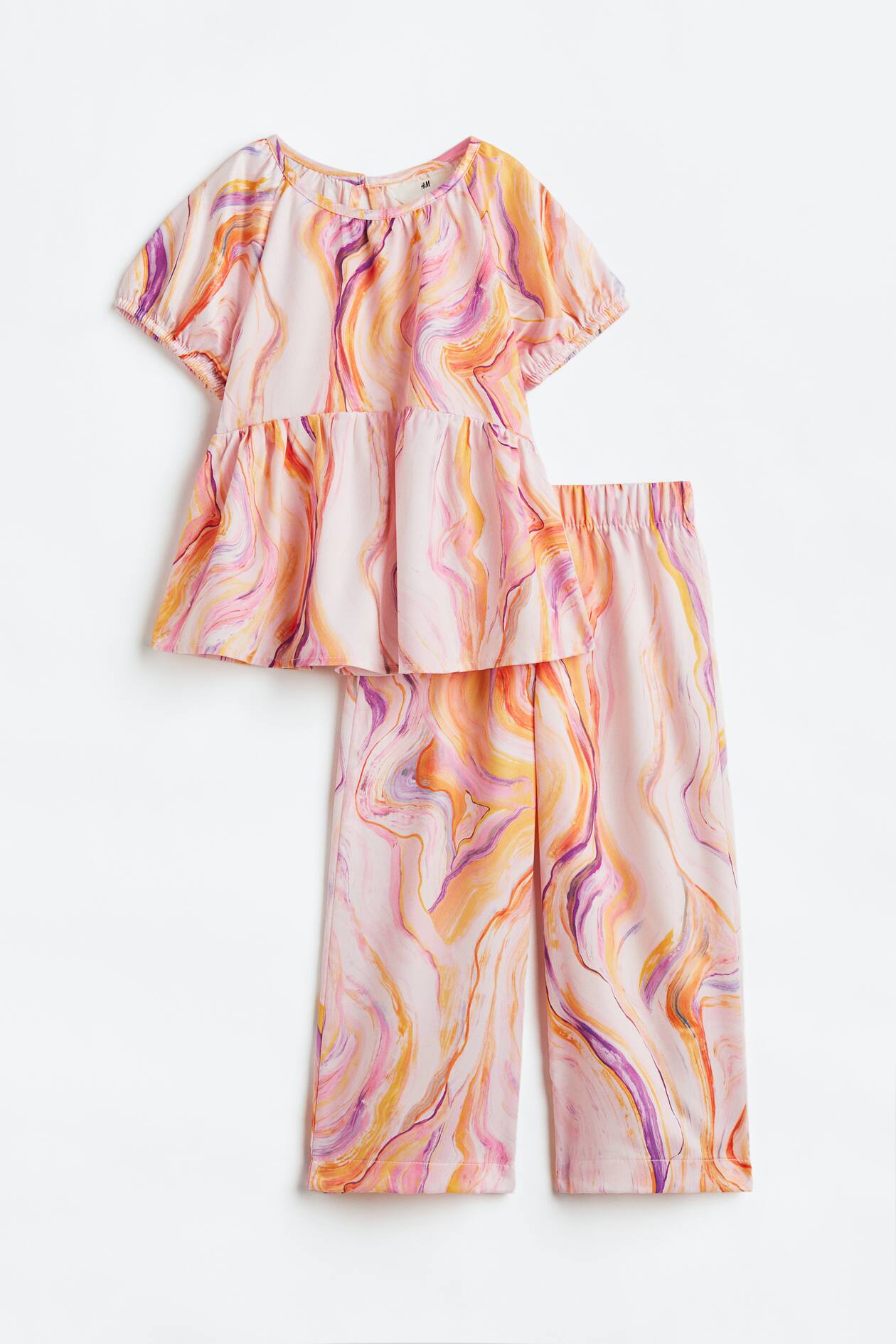 Ensemble 2 pièces en satin - Rose clair/motif - ENFANT | H&M CA