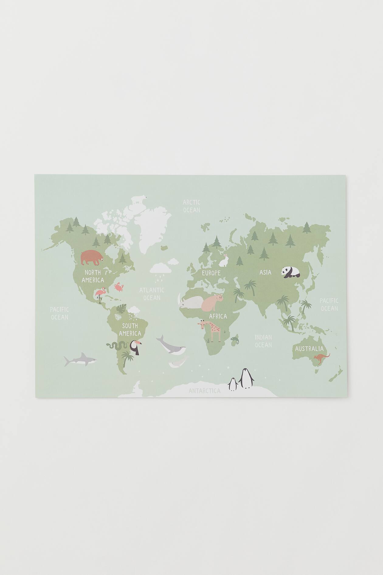 Poster - Light green/World map - Home All | H&M GB