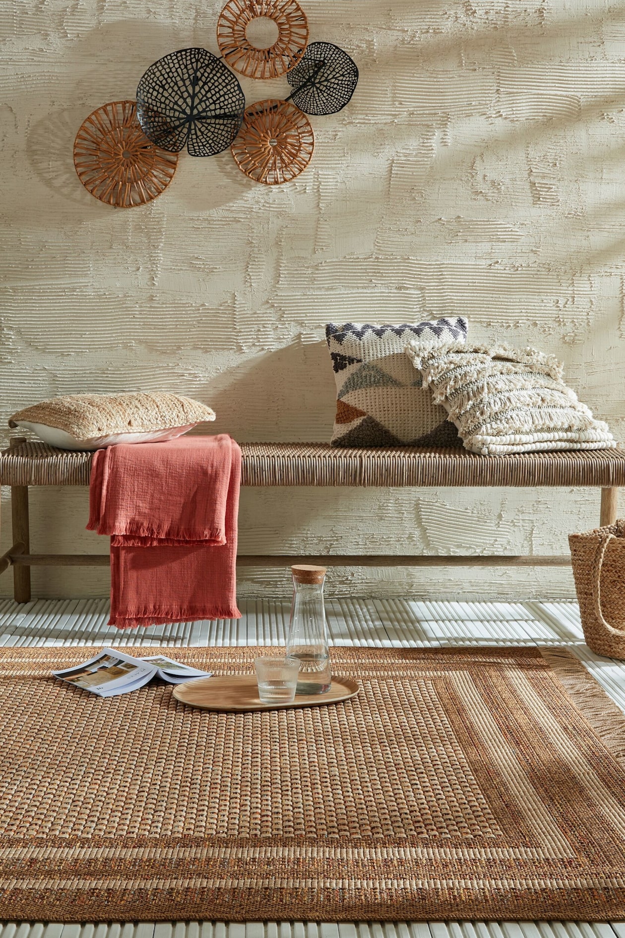 Tapis Layla Border D'intérieur Et D'extérieur - Naturel/multi - Flair ...