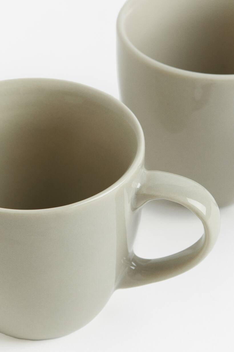 Greige 2-pack porcelain mugs at H&M Home | H&M GB