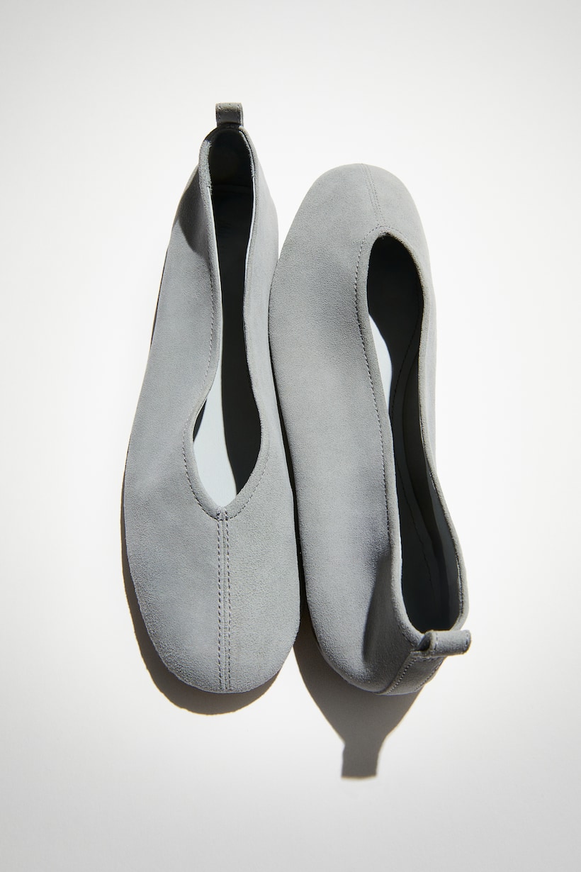 Women's Light blue-gray Leather Ballet Flats | H&M PH