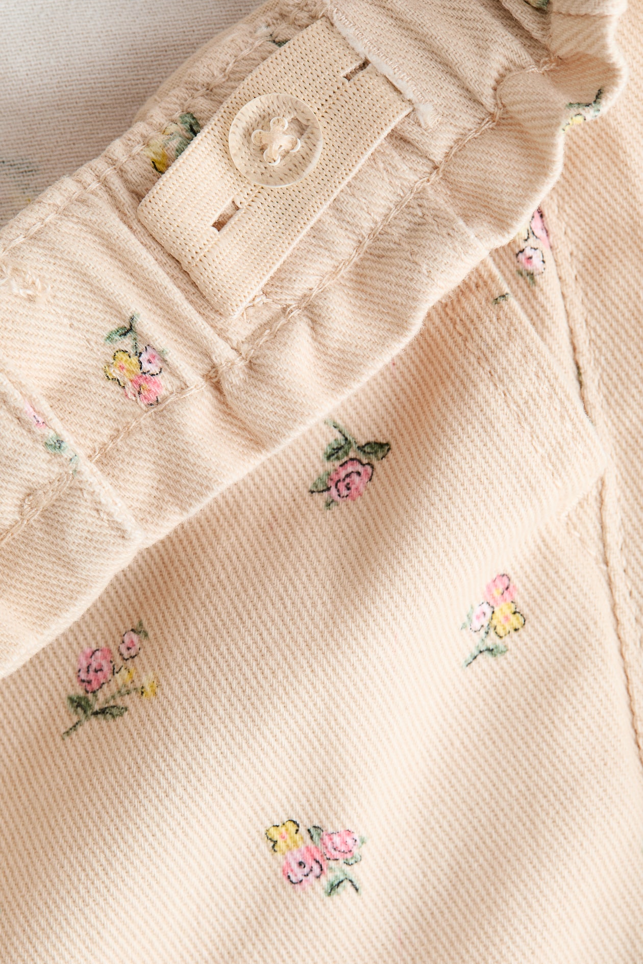 Džíny paper bag Wide Leg - Světle béžová/květy - DĚTI | H&M CZ