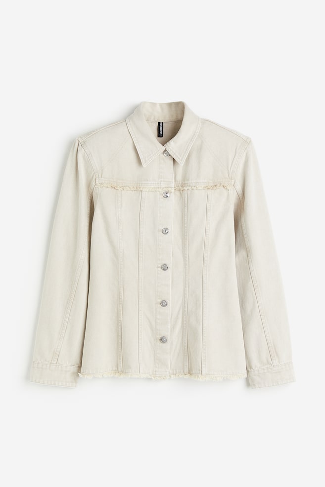Denim Jacket with Shoulder Pads - Light beige - Ladies | H&M US