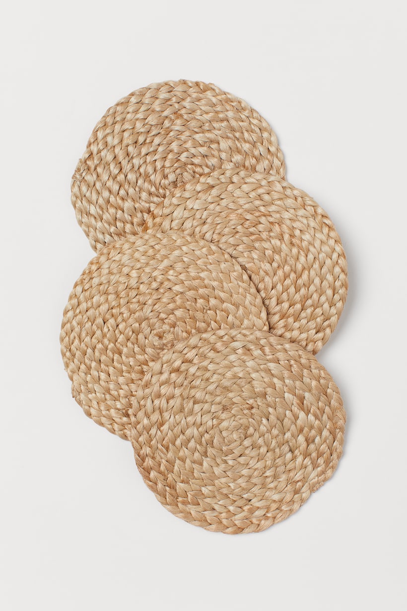 4-pack Coasters - Light beige - Home All | H&M US
