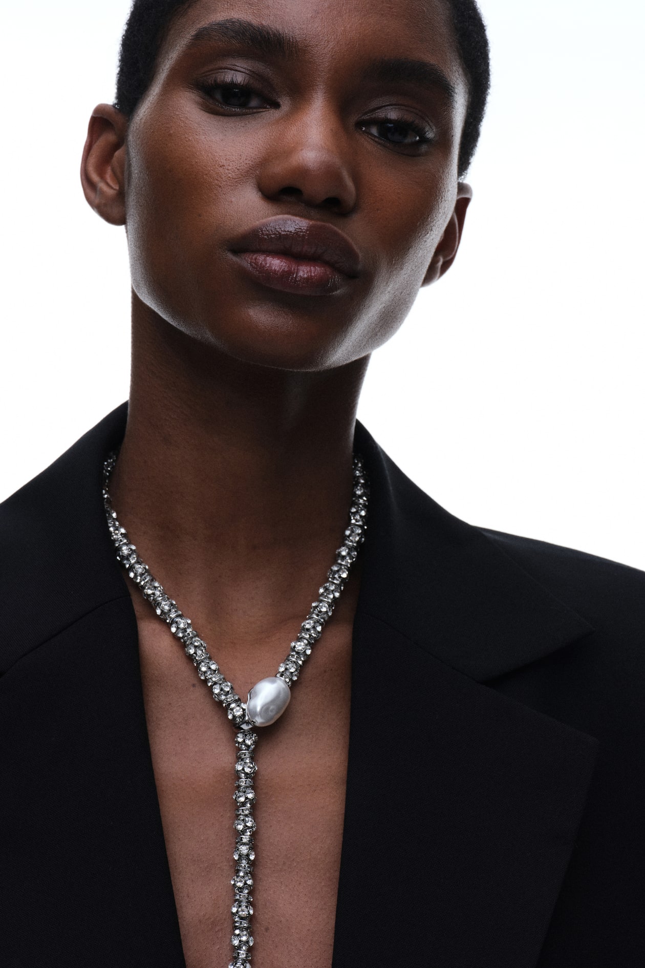 Collier lasso avec chaîne à strass - Argenté - FEMME | H&M BE