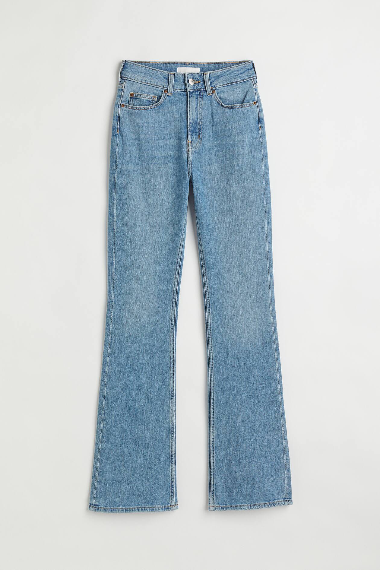 Flared High Jeans - Høy midje - Lang - Lys denimblå - DAME | H&M NO