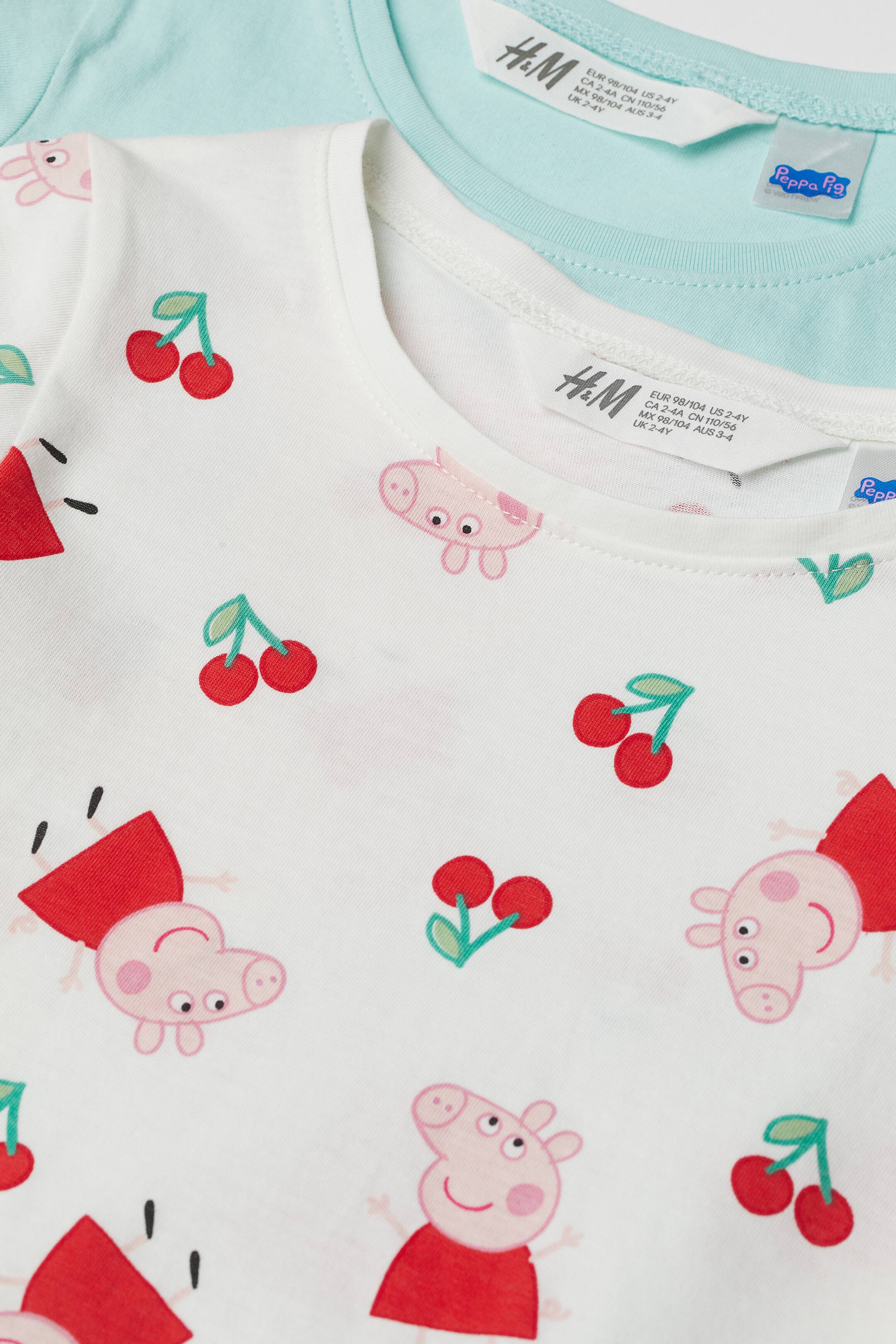 2-pack printed T-shirts - Light turquoise/Peppa Pig - Kids | H&M HK