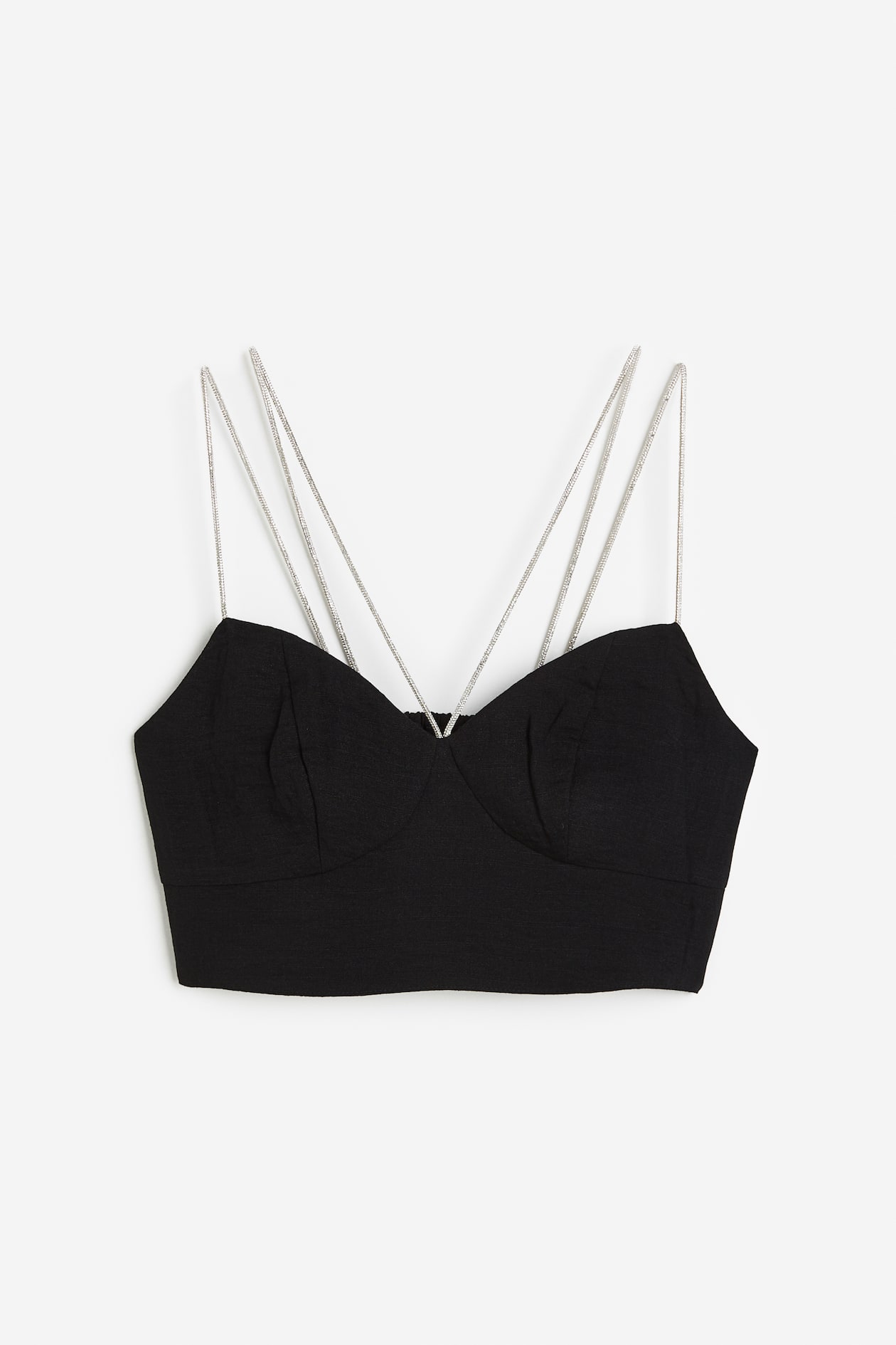 Crop-Top mit Strassträgern - Schwarz/Strass - Ladies | H&M AT
