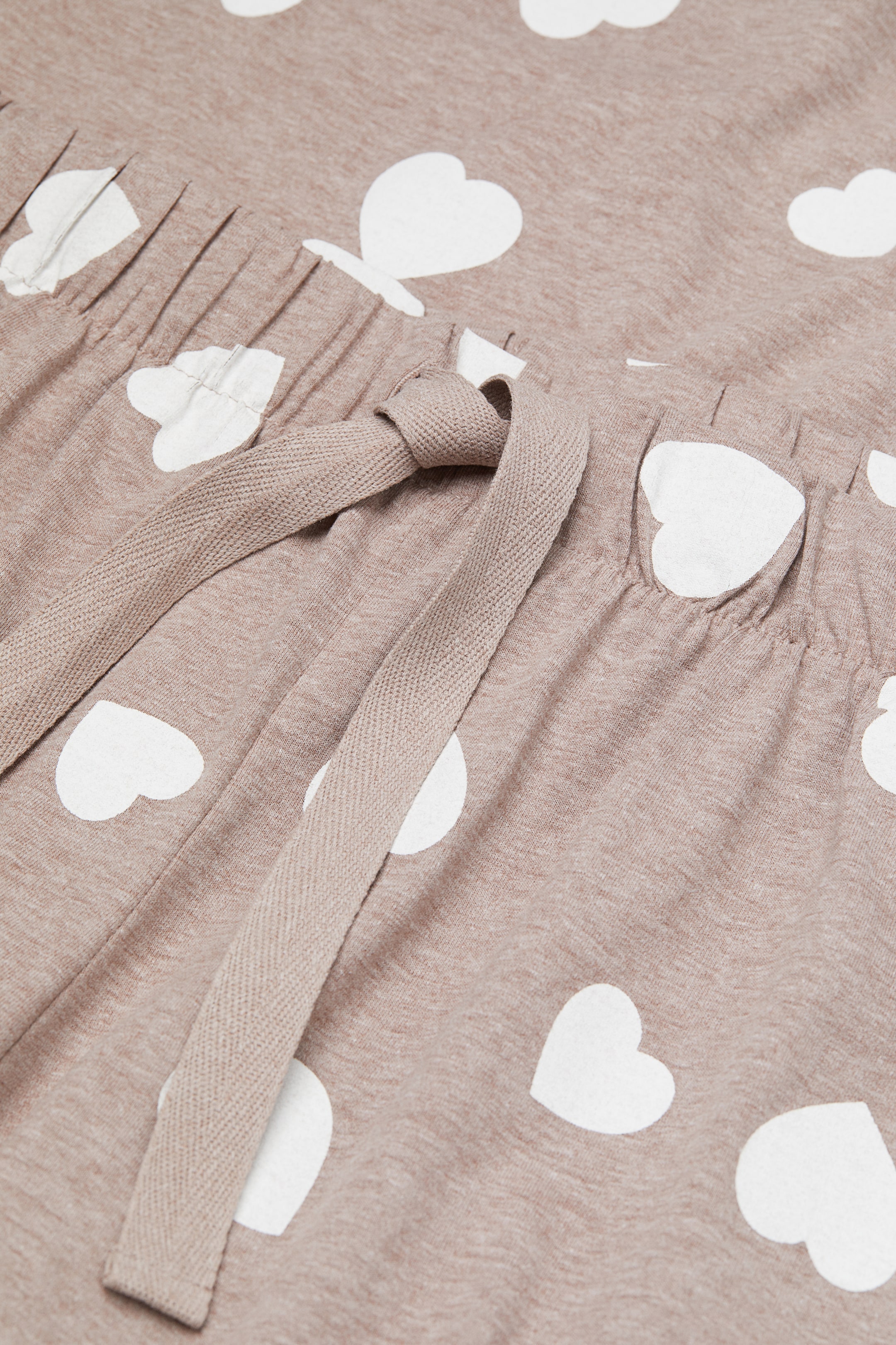 Pigiama in jersey - Scollo arrotondato - A maniche corte - Beige mélange/cuori - DONNA | H&M IT