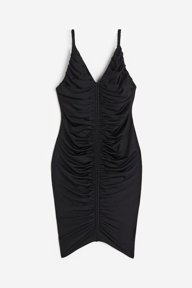 Ruched Bodycon Dress - V-neck - Sleeveless - Black - Ladies | H&M US