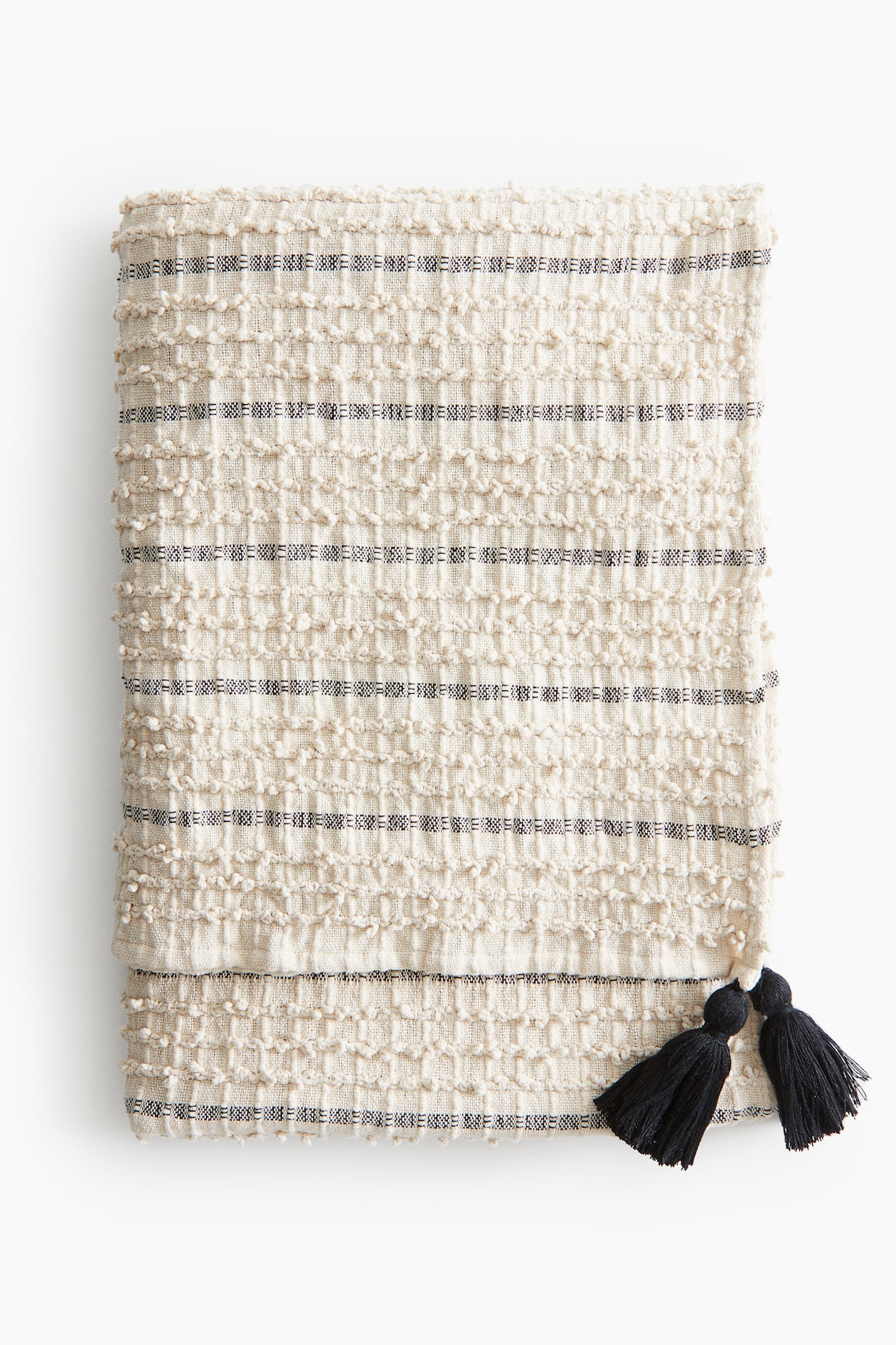 Cotton Throw with Tassels - Beige/striped - Home All | H&M US