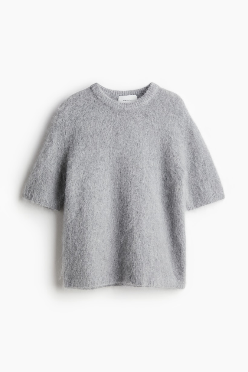 Mohair-blend Knit Top - Light gray - Ladies | H&M US
