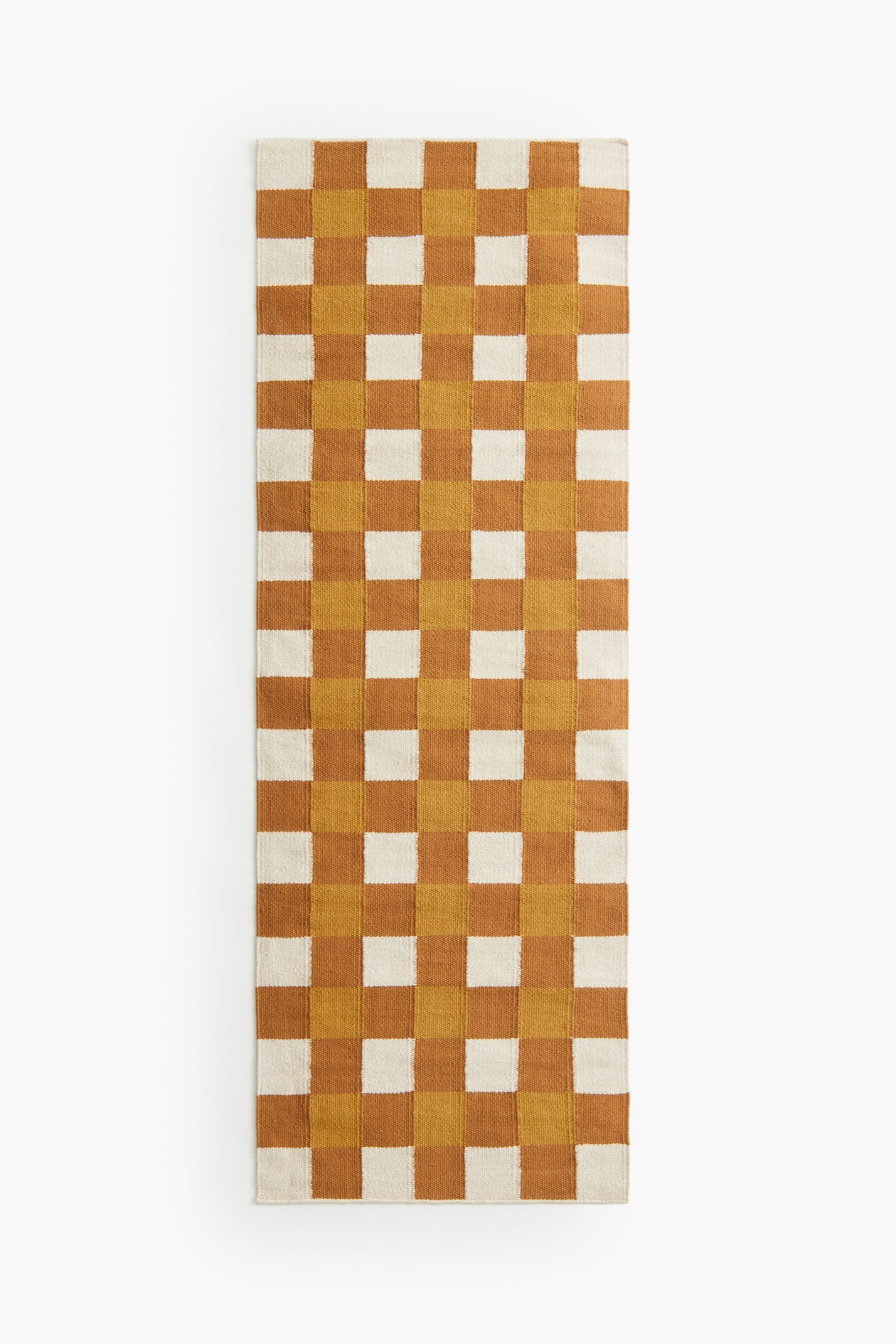 Checked Cotton Runner Rug - Dark yellow/checked - Home All | H&M US
