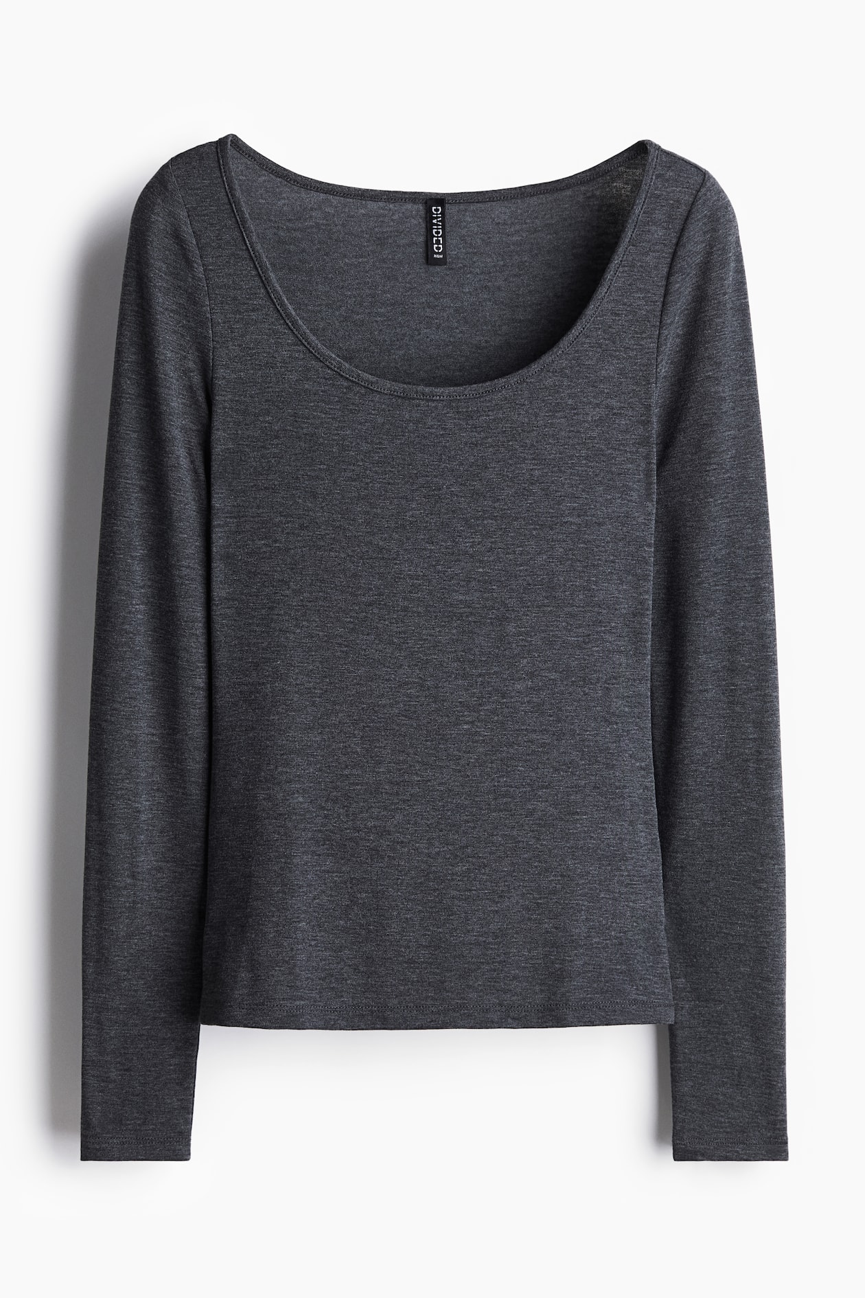 Scoop-Neck Top - Dark gray melange - Ladies | H&M CA