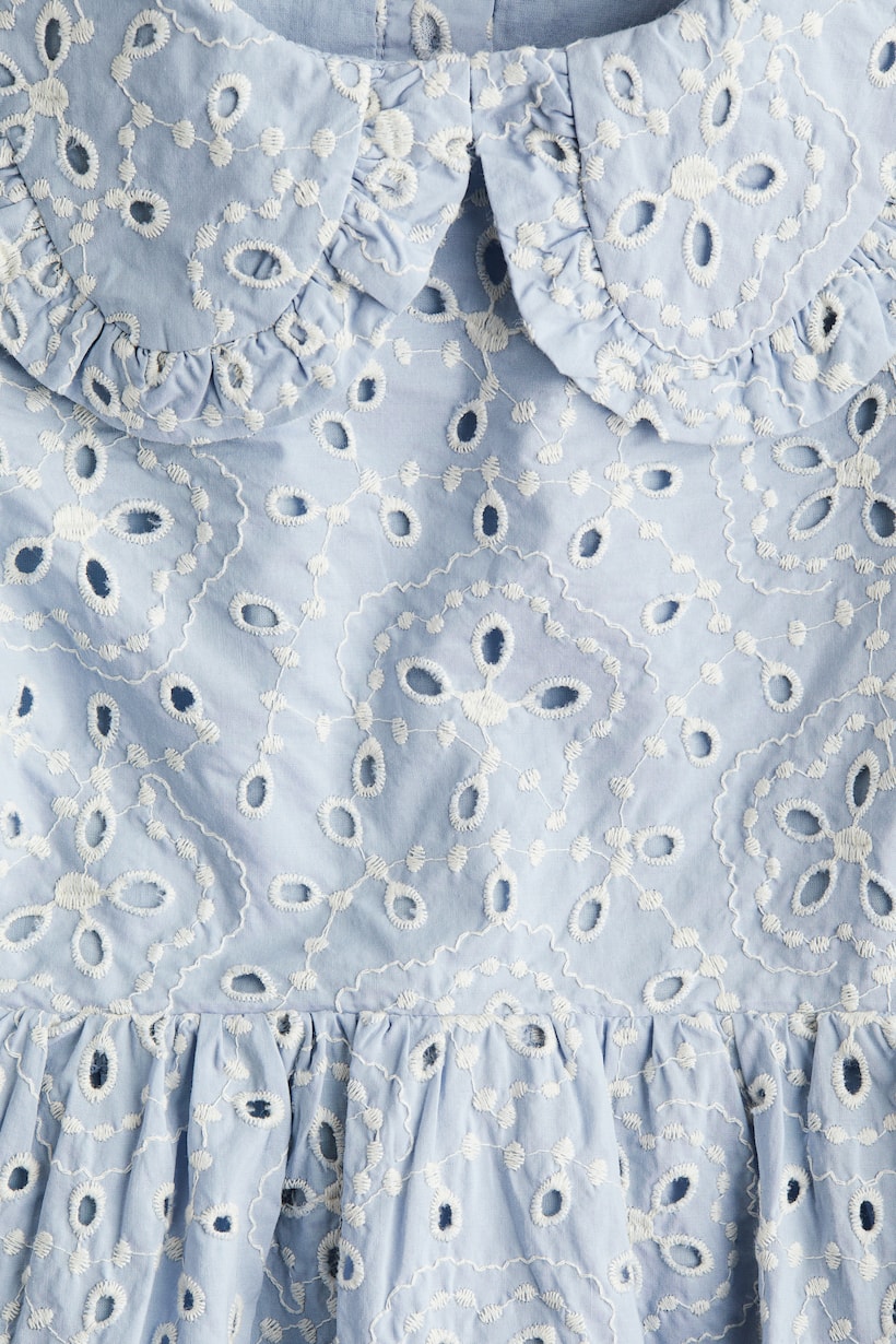 Eyelet-Embroidered Cotton Dress - Light blue/patterned - Kids | H&M US