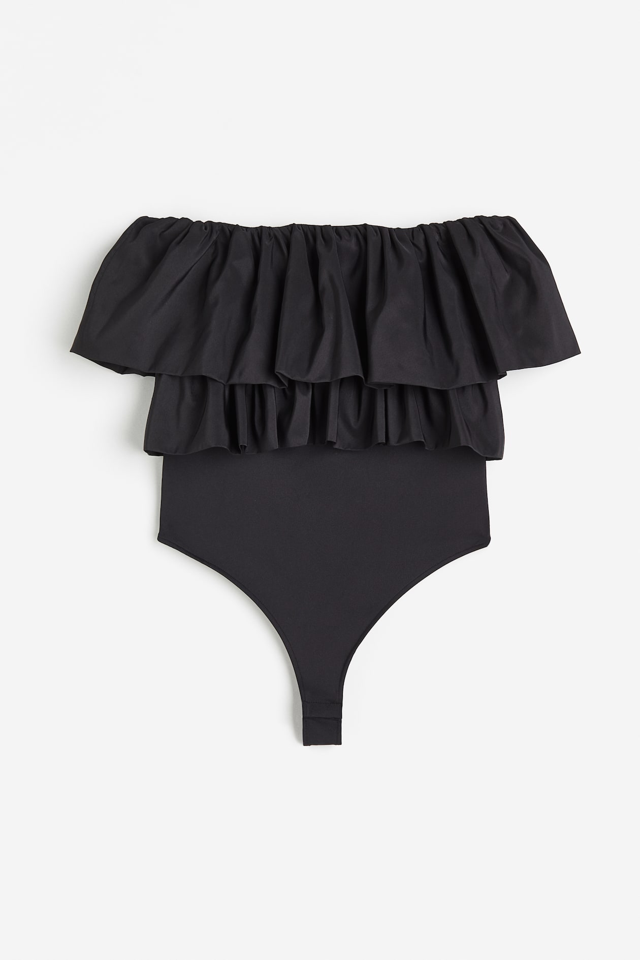 Women's Black Frill-top bandeau thong body | H&M GB