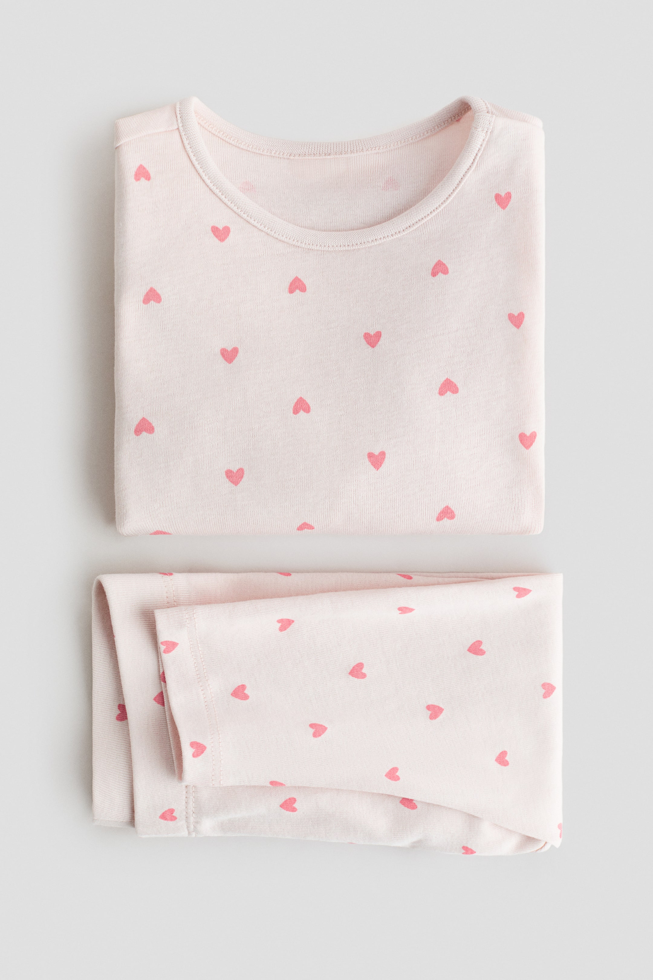 Printed cotton pyjamas - Light pink/Hearts - Kids | H&M IN