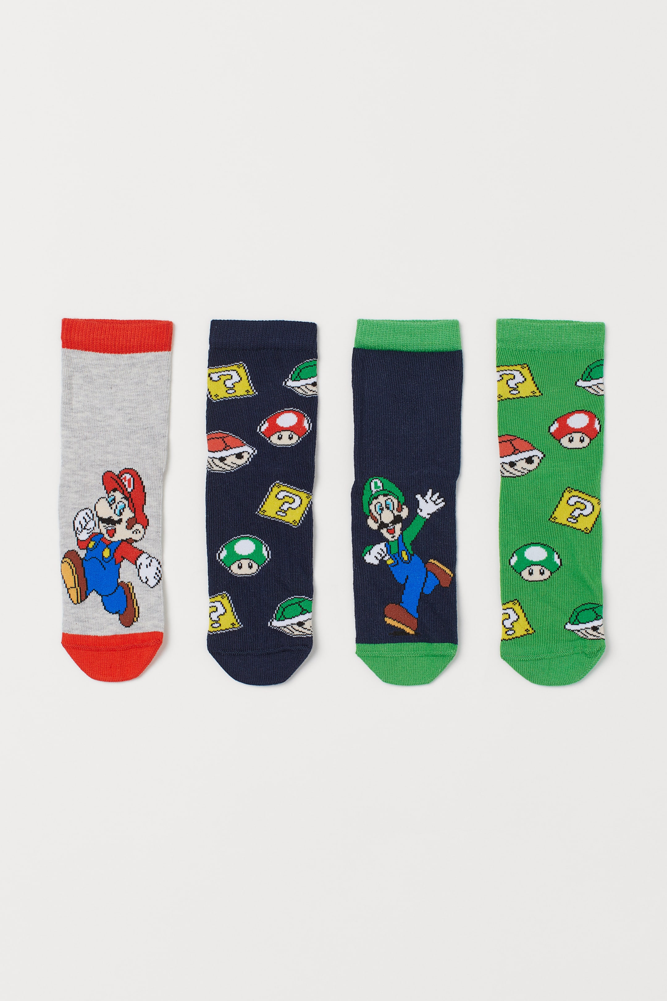 4-pack patterned socks - Green/Super Mario - Kids | H&M GB