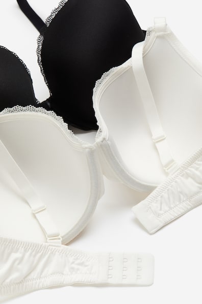 2-pack Padded Underwire Microfiber Bras - Black/white - Ladies | H&M US