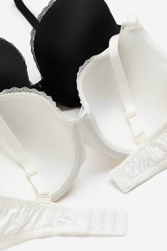 2-pack Padded Underwire Microfiber Bras - Black/white - Ladies | H&M US