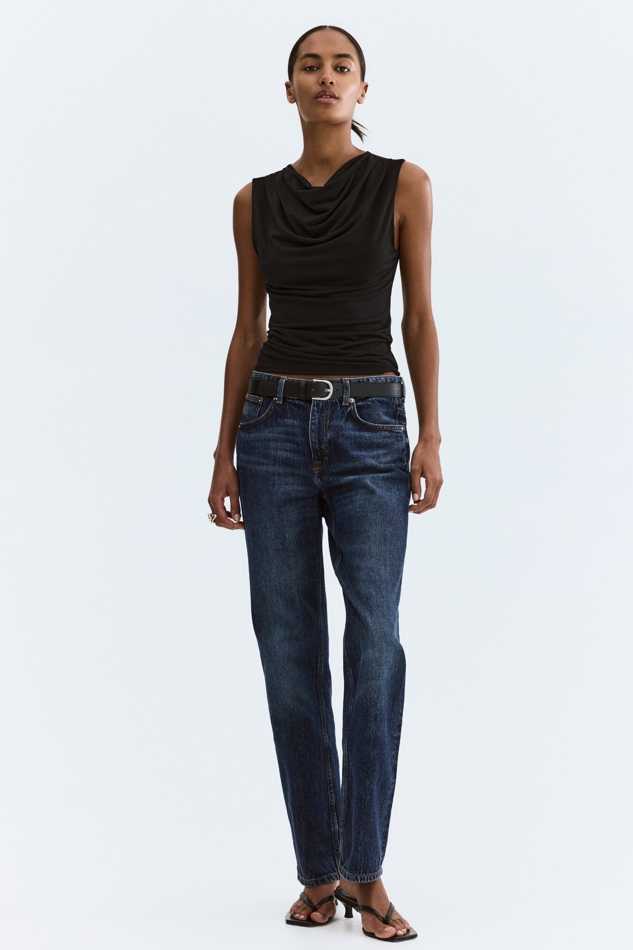 Women's Black Cowl-neck top | H&M IN