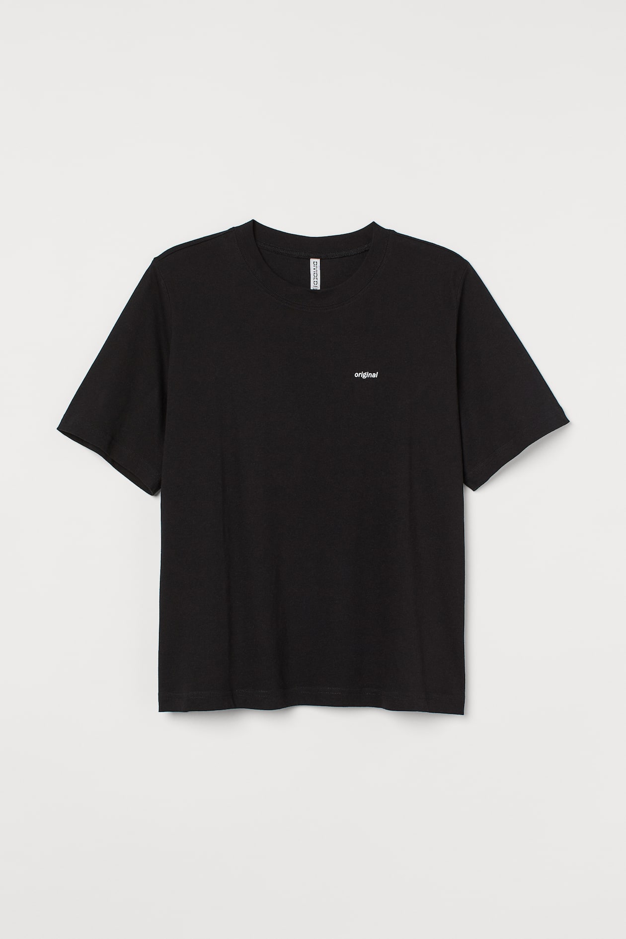 H&M+ Cotton jersey T-shirt - Round neck - Short sleeve - Black/Original ...