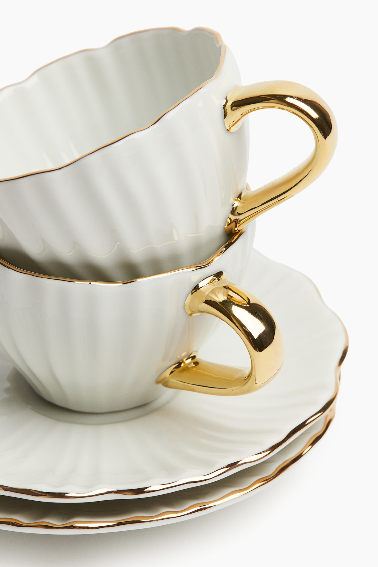White/gold-colored 2-pack Porcelain Espresso Cups with Saucers at H&M ...
