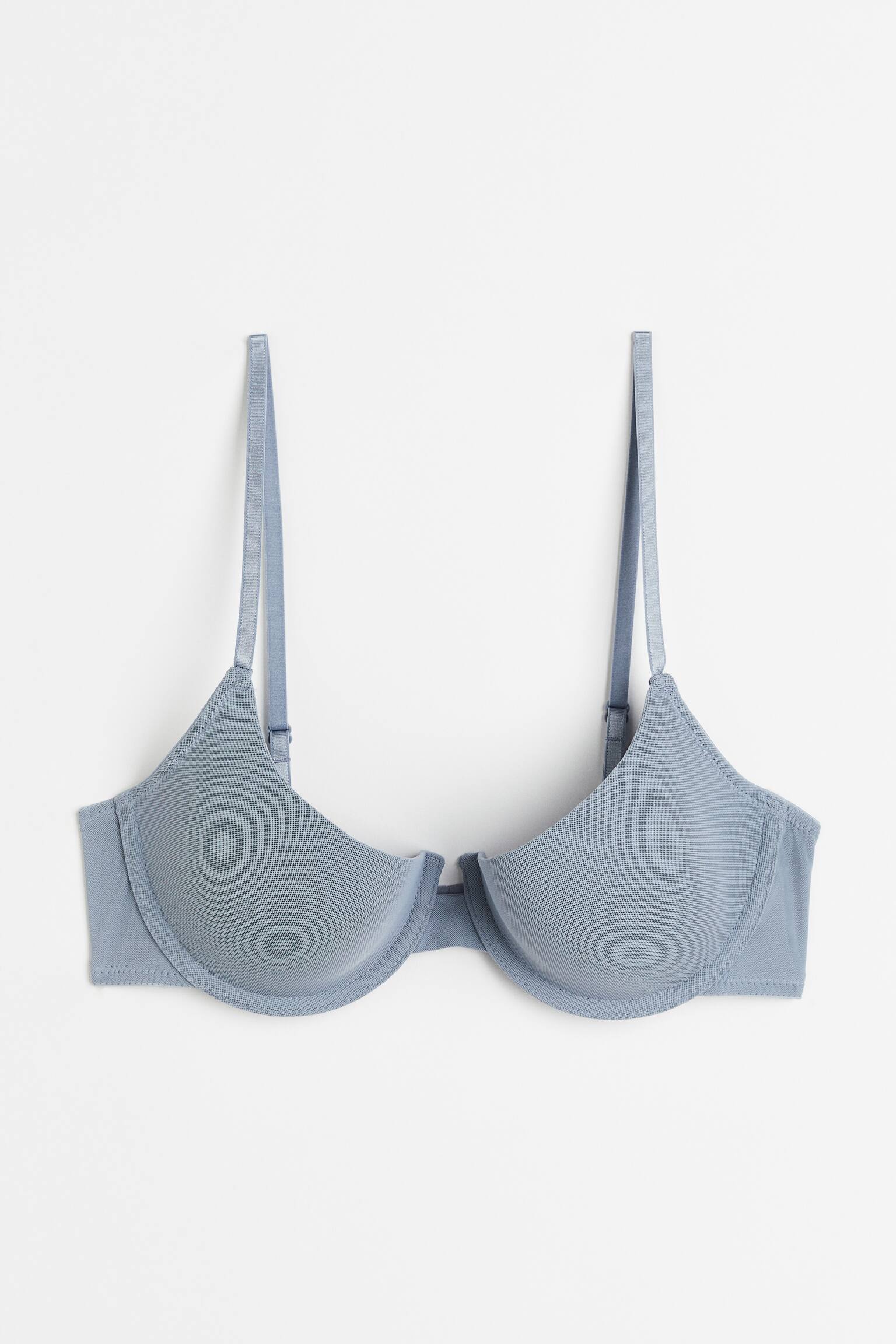 Padded underwired mesh bra - Pigeon blue - Ladies | H&M HK