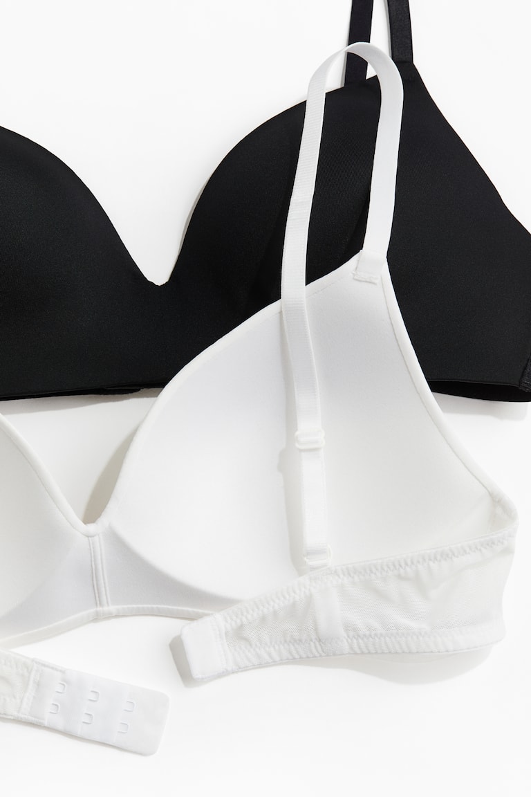 2-pack Microfiber Soft-cup Bras - Black/white - Ladies | H&M US