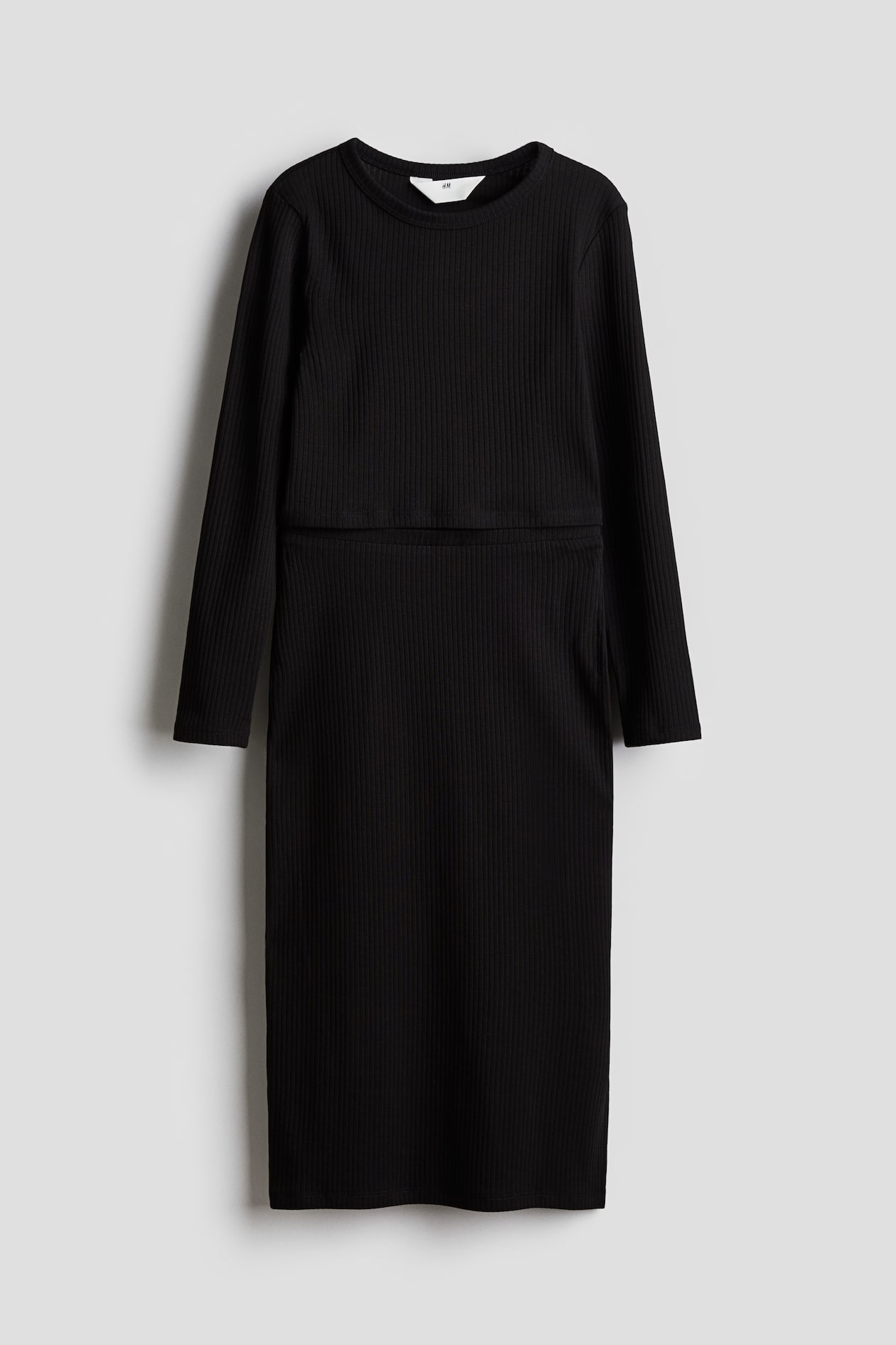 2-piece ribbed top and skirt set - Black - Kids | H&M GB